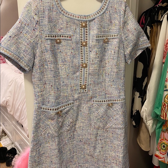 J.ING | Dresses | Jing Blue Tweed Dress | Poshmark